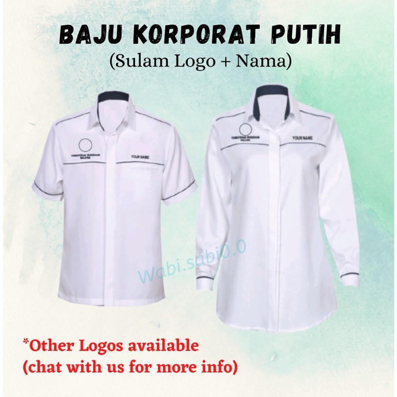 OFFER! Clearance Edisi 2022 - Baju Korporat PUTIH sekolah SULAM NAMA + LOGO Kemeja Lelaki ...