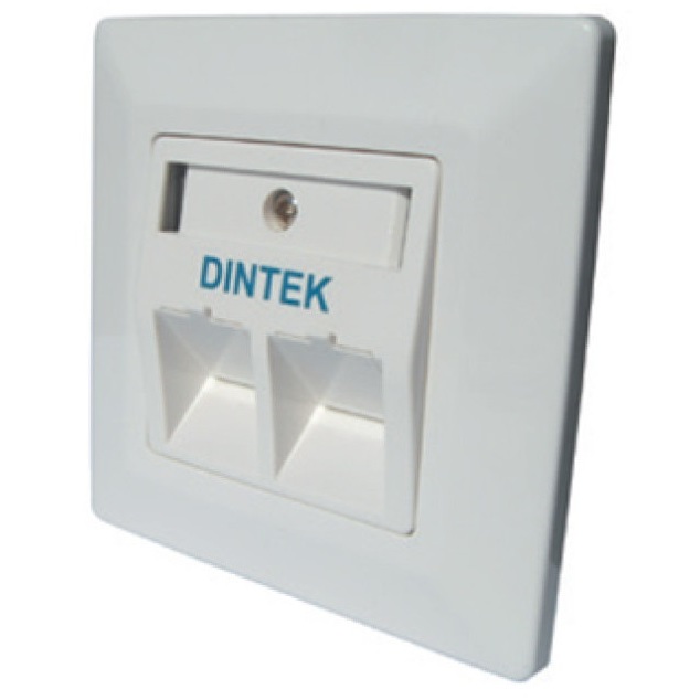 DINTEK 2-PORT RJ45 ANGLE TYPE WITH SHUTTER FACE PLATE (1303-12025 ...
