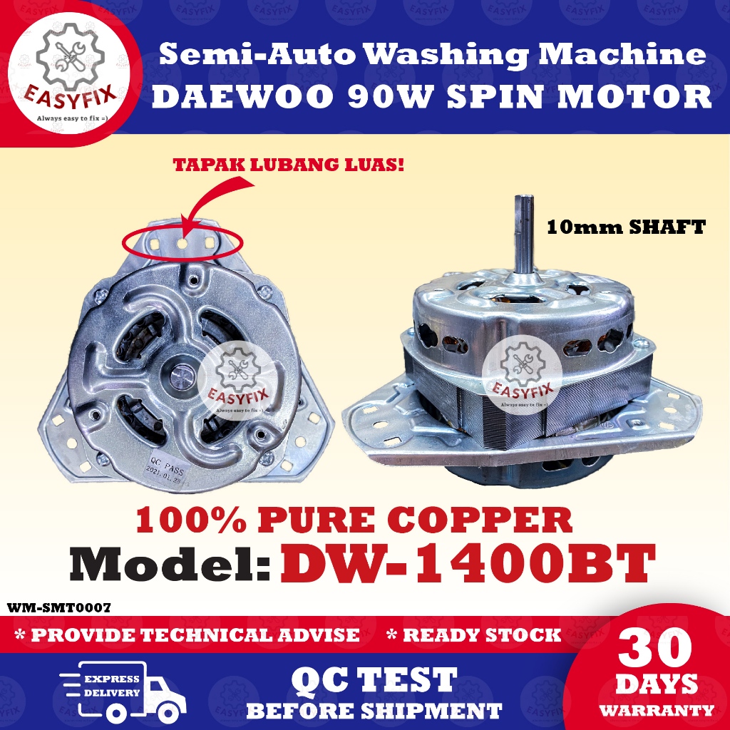 DW-1400BT DAEWOO 90W Spin Motor Semi-Auto Washing Machine (Motor Kering ...