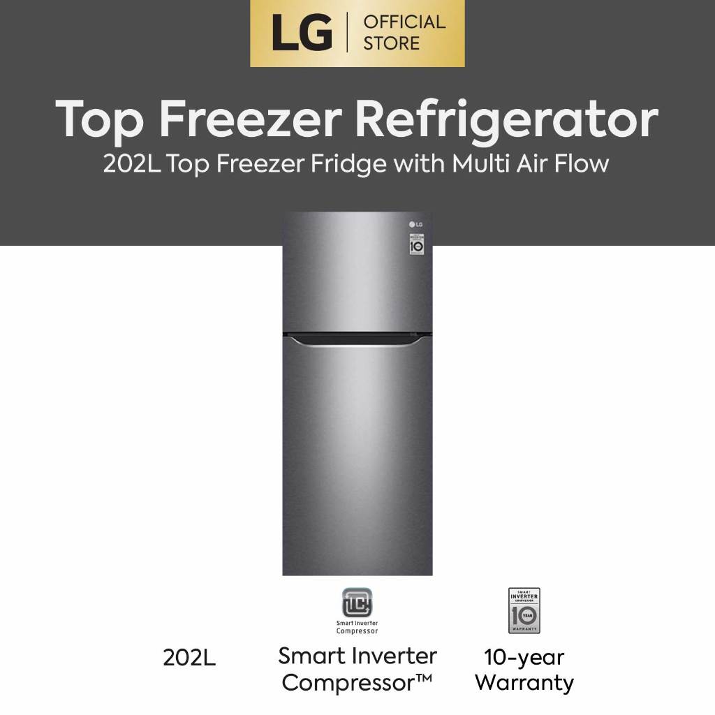 202L Top Freezer Fridge in Dark Graphite Steel | Shopee Malaysia