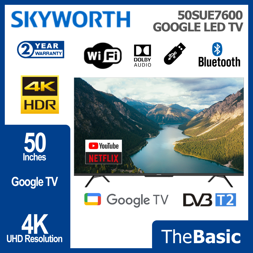 [FREE EXTRA PACKING] SKYWORTH 50" LED TV 4K UHD Google TV ( 50SUE7600 ...