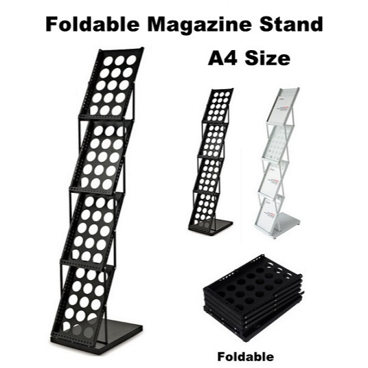 Black / White 4 Tier Four Layer Foldable A4 Size Magazine Newspaper ...