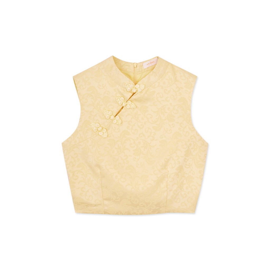 AIR SPACE Elecher Embossed Satin Cheongsam Collar Vest | Shopee Malaysia