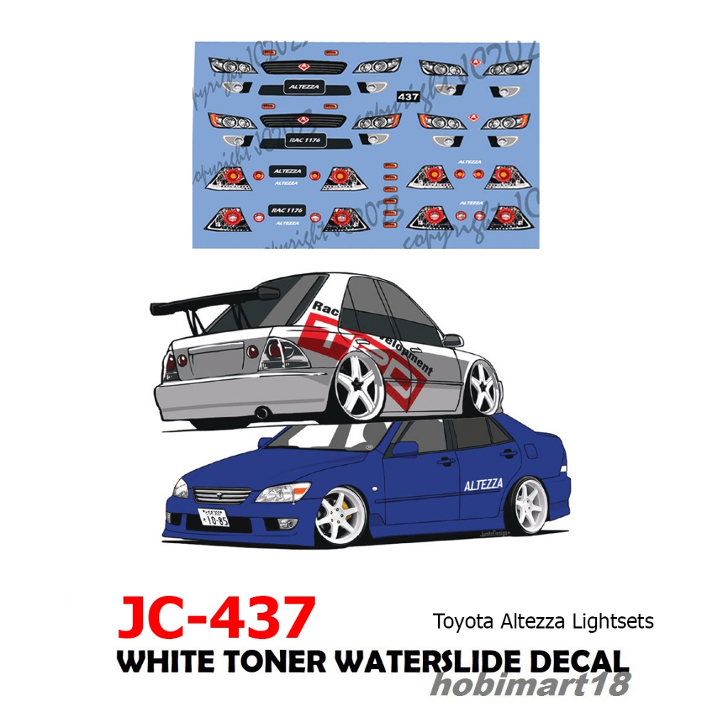 JC437 - TOYOTA ALTEZZA LIGHTSETS DECALS Hotwheels 1:64 diecast custom ...