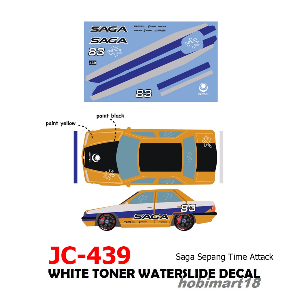 JC439 - SAGA SEPANG TIME ATTACK DECALS Hotwheels 1:64 diecast custom ...