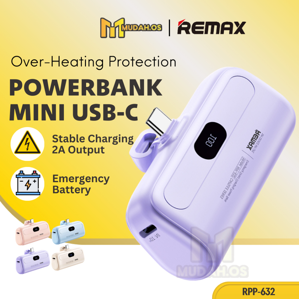 REMAX Pink Powerbank Travel Quick Charging 2A Mini Capsule USB Type C ...