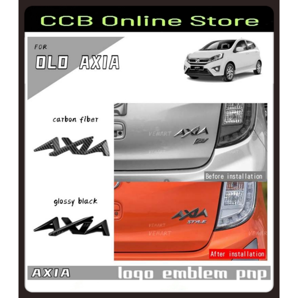 Perodua Axia 2014 - 2022 Logo Emblem Accessories - Glossy Black ...
