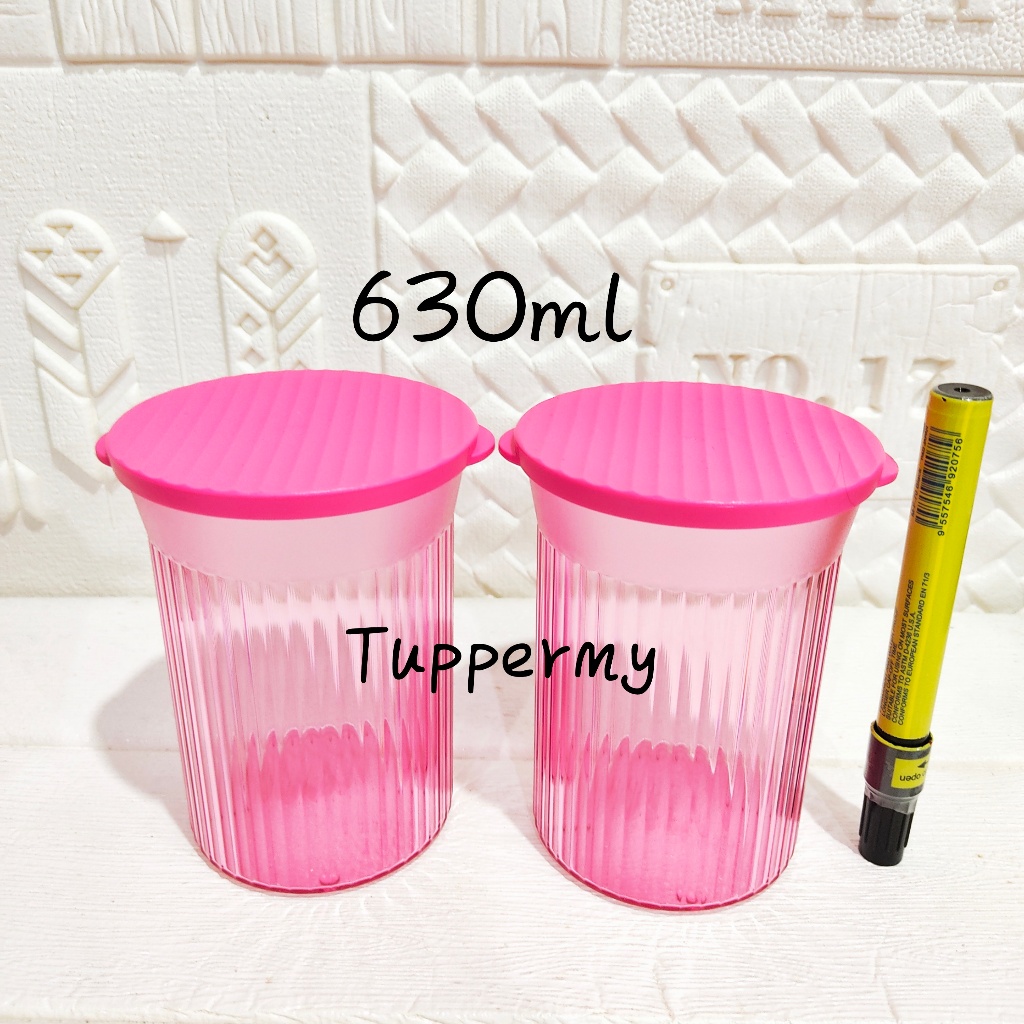 *Pink Round 2pcs*Tupperware Elegant Round 630ml Pink Bekas Kuih Biskut ...