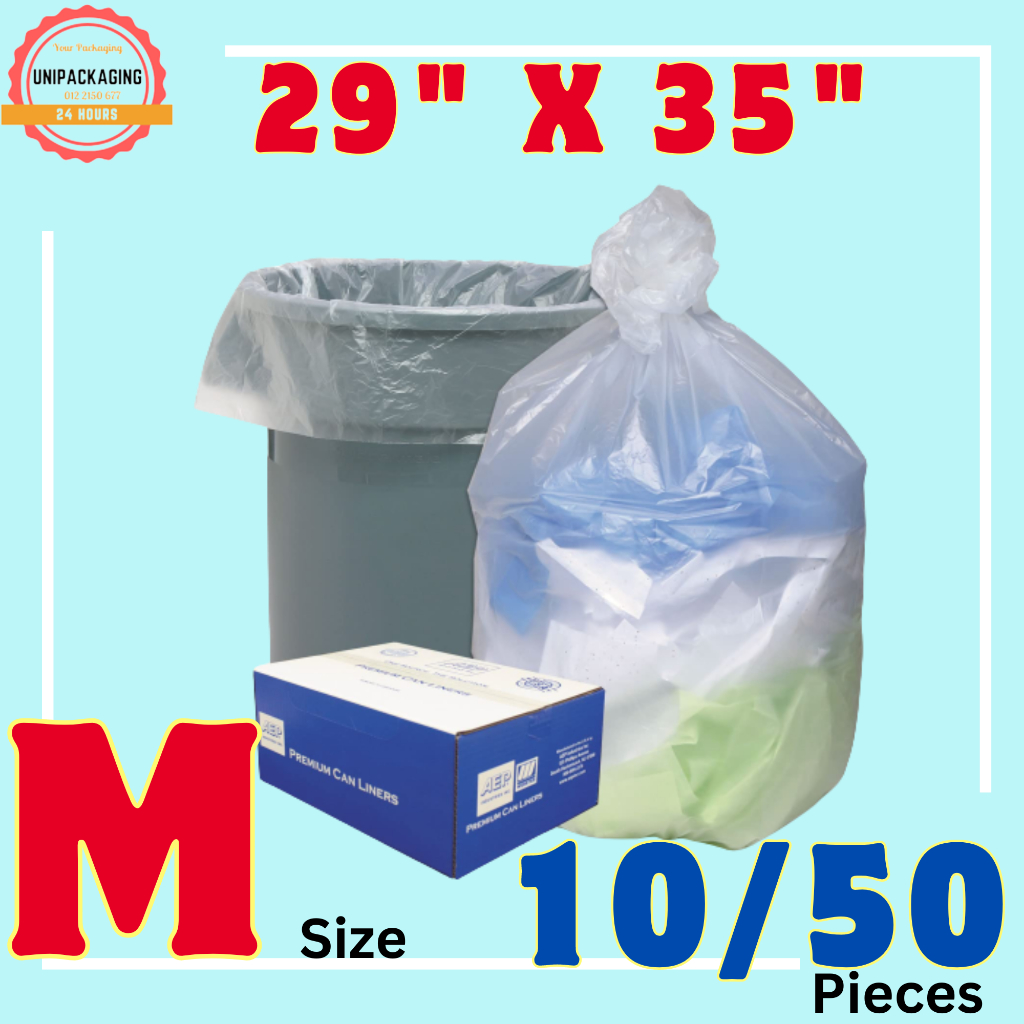 50Pcs / 10pcs Trash Bag 29"x35" L Plain Transparent Large Size Rubbish ...