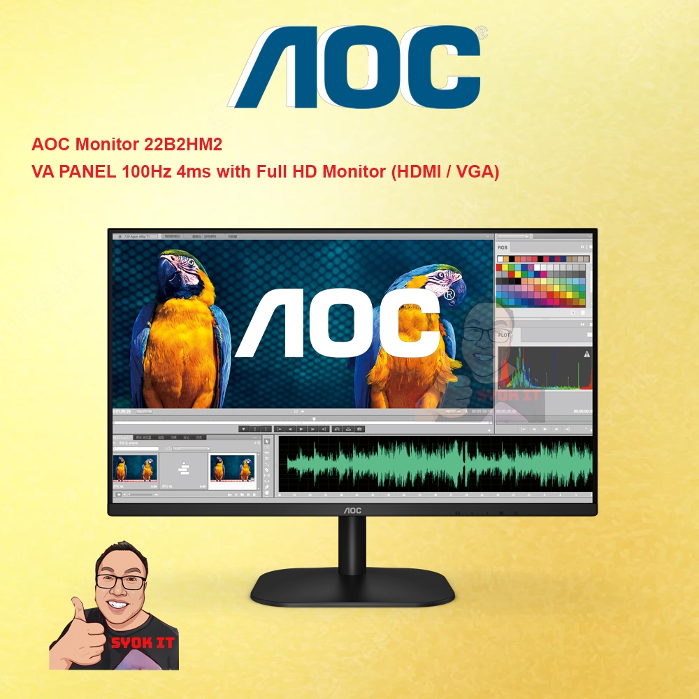 AOC Monitor 22B2HM2 VA PANEL 100Hz Full HD Monitor (HDMI / VGA) 3 Years Warranty | Shopee Malaysia