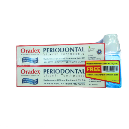 Oradex Periodontal Vitamin Toothpaste (2 X 175g) FOC Antibacterial ...