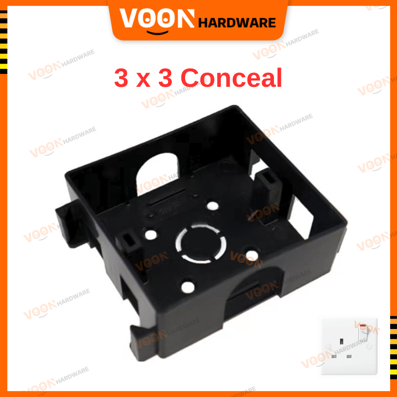 VOON 3x3 Conceal Box PVC Single Black Box Joint Conseal Base Wall Mount ...