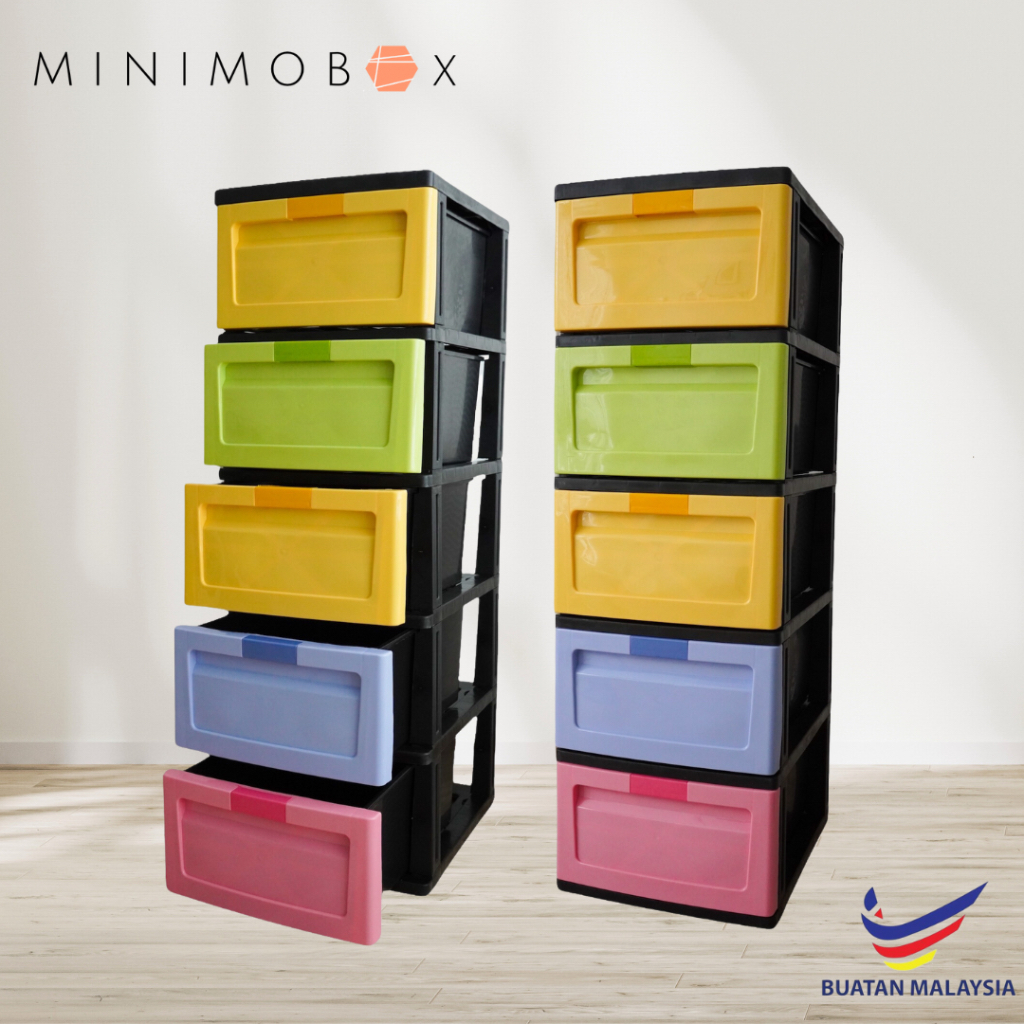 Minimobox 3 4 5 Layers Plastic Drawer Storage Cabinet Wardrobe Drawer ...