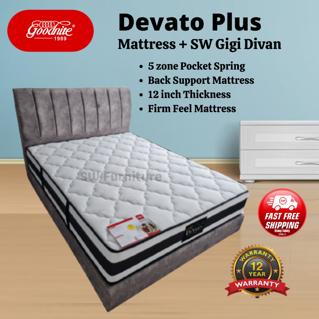 Goodnite Devato Plus Pocket Spring Mattress + SW Gigi Divan Set ...