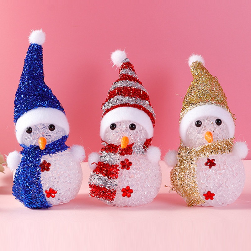 Crystal hat-wearing snowman colorful night light Christmas gift ...