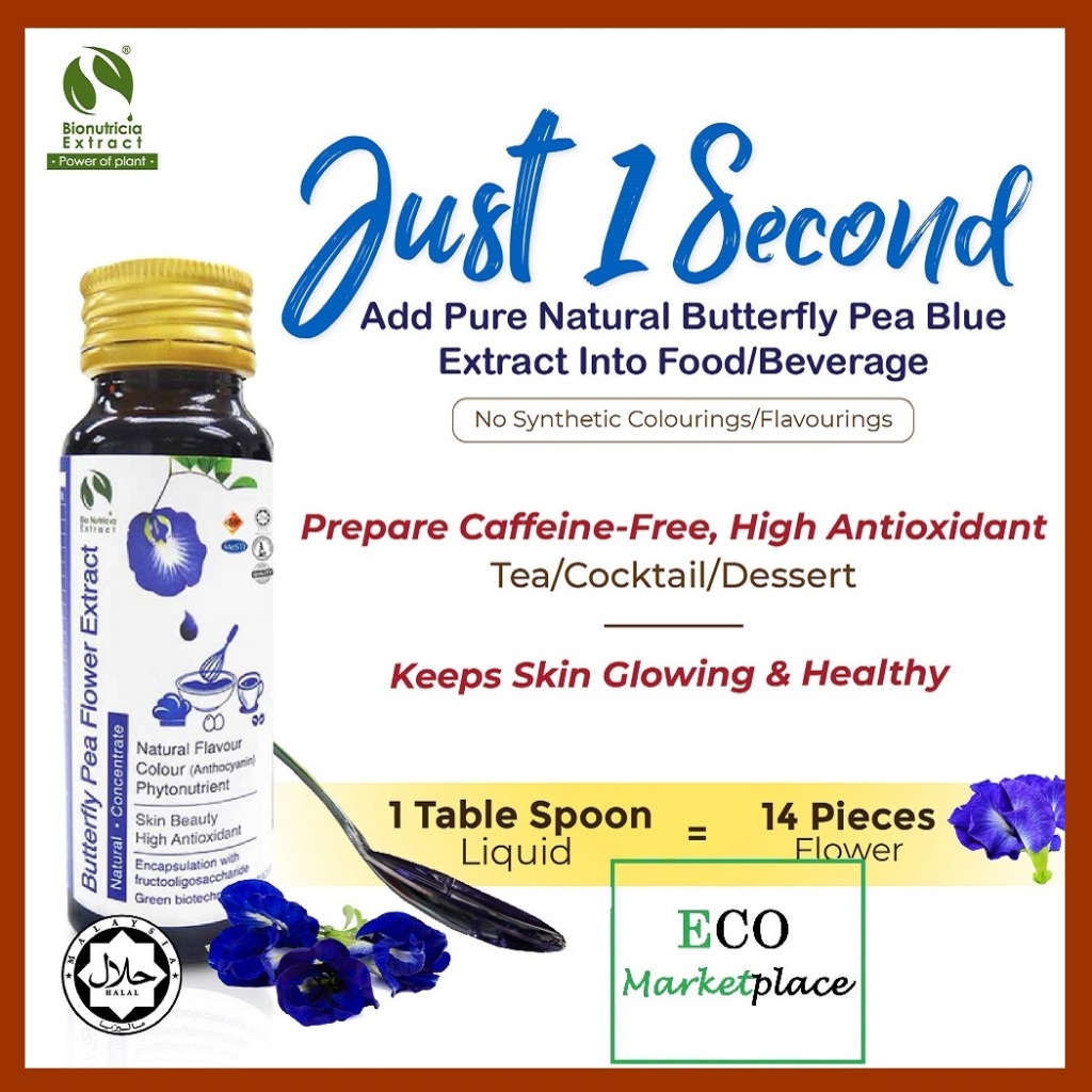 BioNutricia Butterfly Pea Flower Extract Liquid 60g- Natural Colourant ...