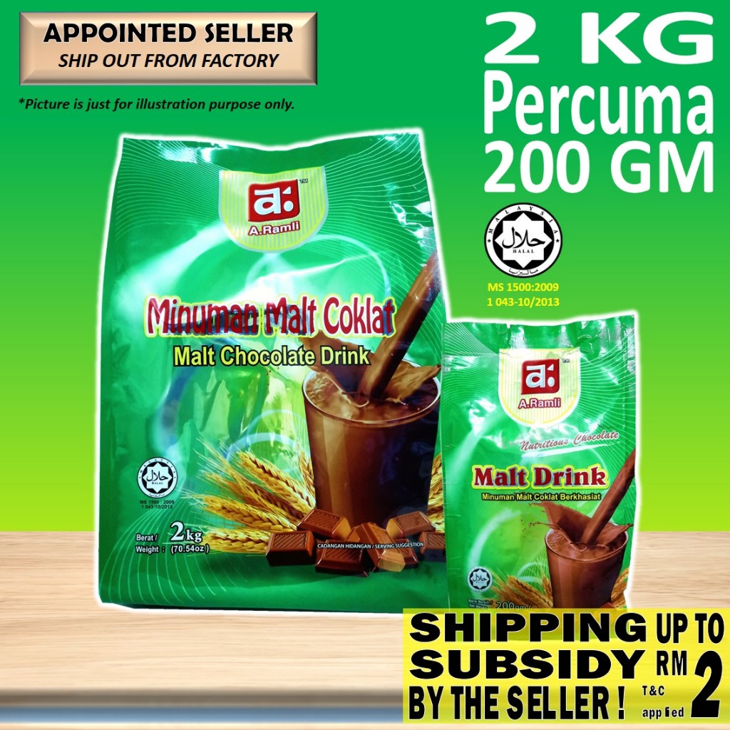 2 KG + 200 GM | A.RAMLI CHOCOLATE MALT DRINKS | HALAL | COKLAT MINUMAN | | Shopee Malaysia