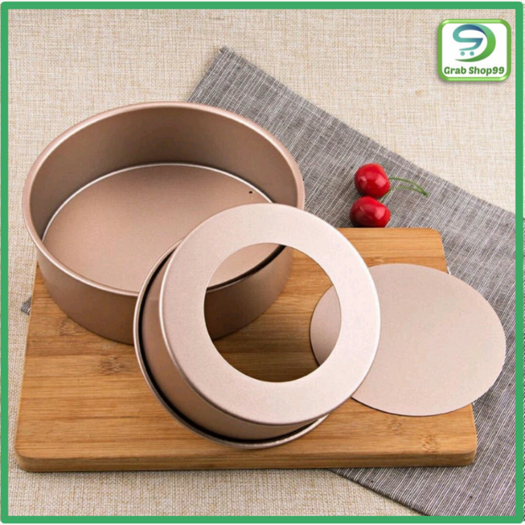 6 / 8 Inch No-Stick Gold Carbon Steel Cake Mould with Removable Base ...