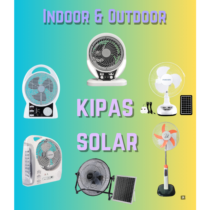🔥PROMOSI🔥 KIPAS SOLAR 8"/ 12"/16" Indoor & Outdoor ,Ringan,KUAT ANGIN ...