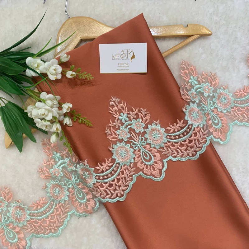 SET KAIN PASANG LACE BORDERLACE LACEMEWAH MANIK BEADING BEADED OREN ...