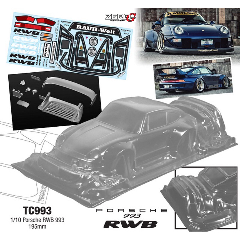 TeamC Team C TC993 1/10 Porsche RWB 993 195mm Rc Rwd Car Drift ...