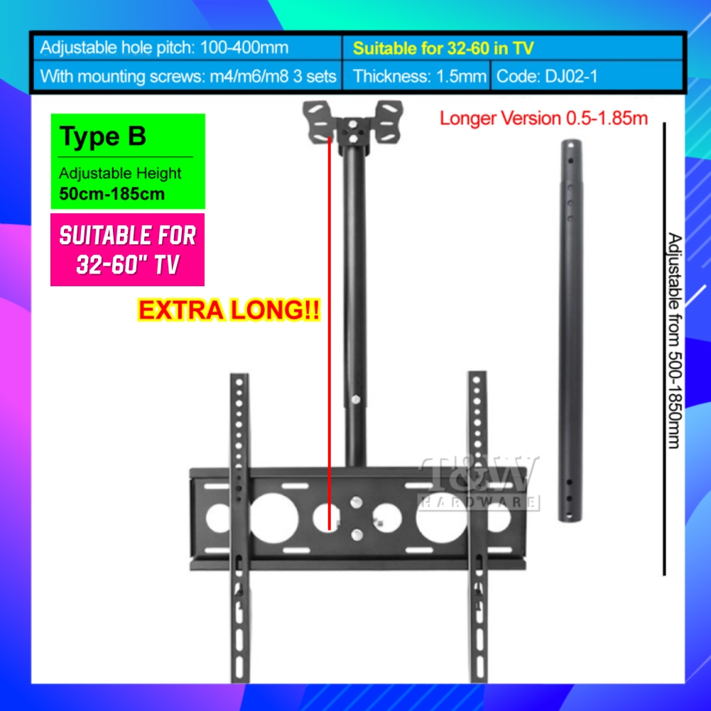 EXTRA LONG Bracket TV Ceiling Full Motion Hanging TV Mount Bracket for ...