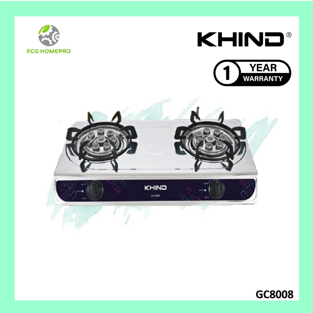Khind Double Gas Cooker GC8008 (Stainless Steel) | Shopee Malaysia