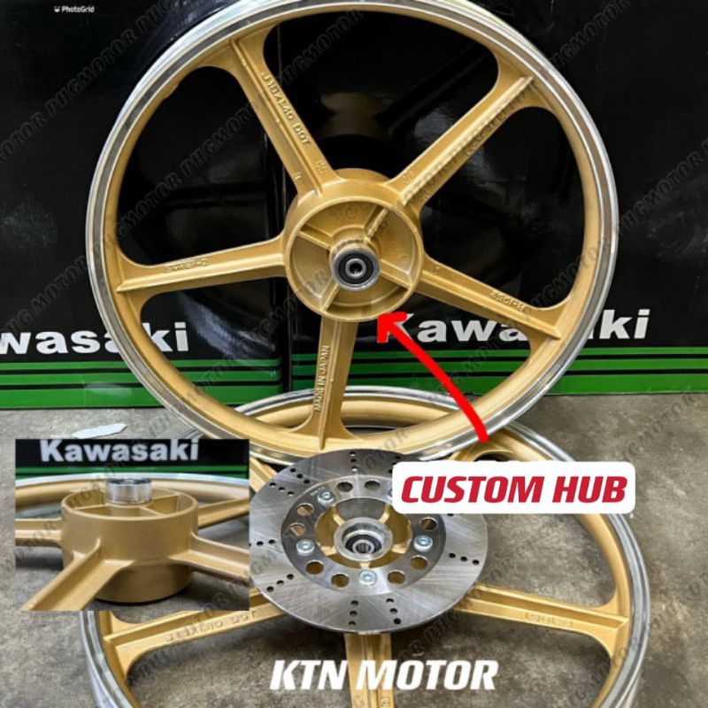 Sport rim Kawasaki 💯 AR80 CUSTOM HUB GOLD RED GREEN Dan AR80 STD MADE ...