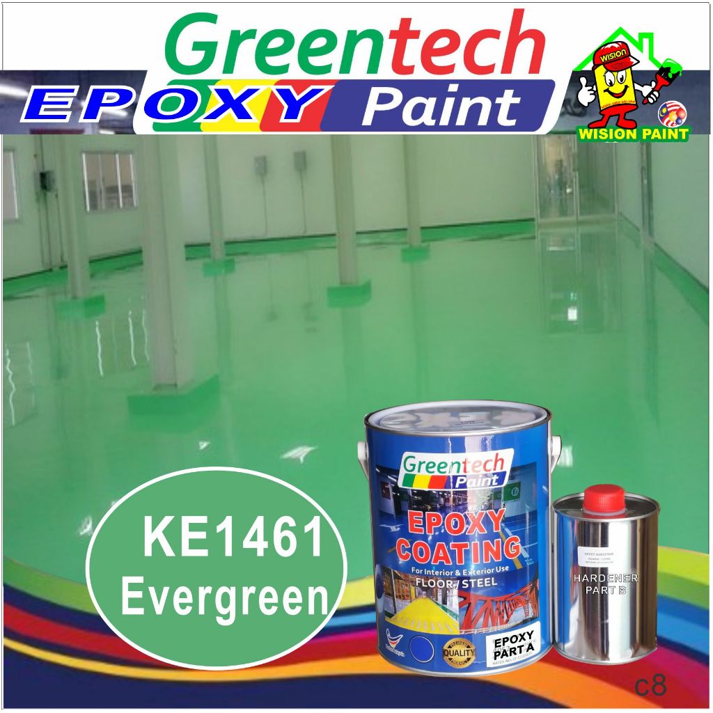 KE1461 EVERGREEN 1L Epoxy paint ( GREENTECH EPOXY ) Cat Lantai / TILES ...