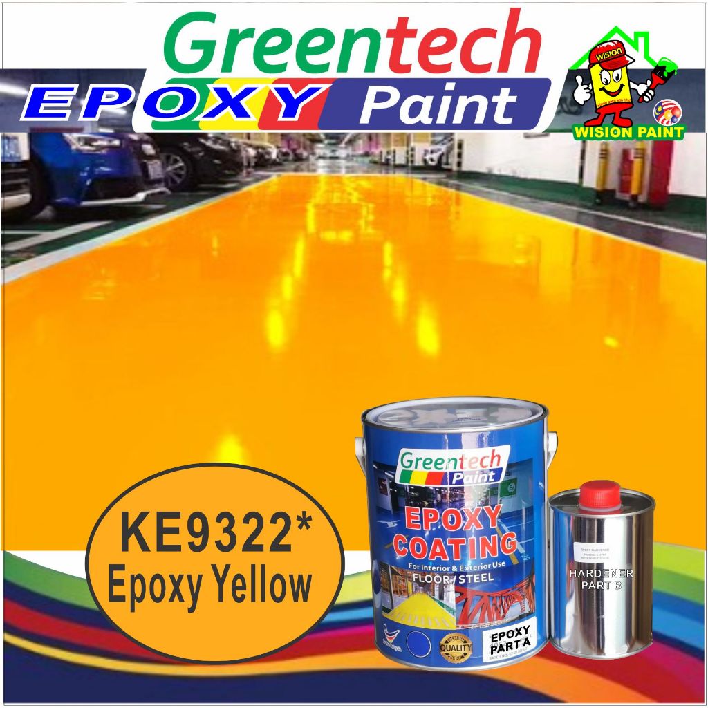 KE9322 EPOXY YELLOW 1L Epoxy paint ( GREENTECH EPOXY ) Cat Lantai ...