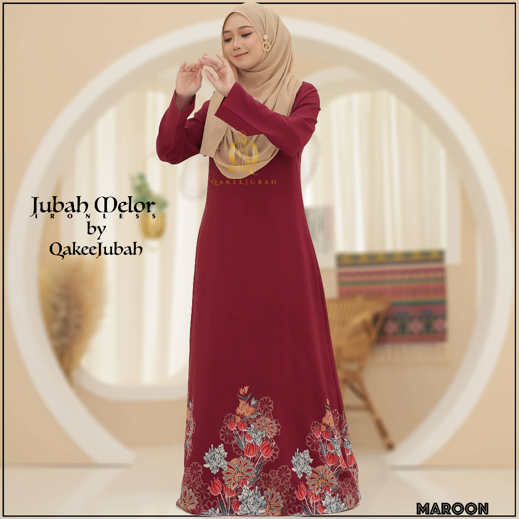 Jubah Melor Basic By Qakeejubah Jubah Bunga 3D Fabric Ironless Lembut Beralun Selesa Effect Slim ...