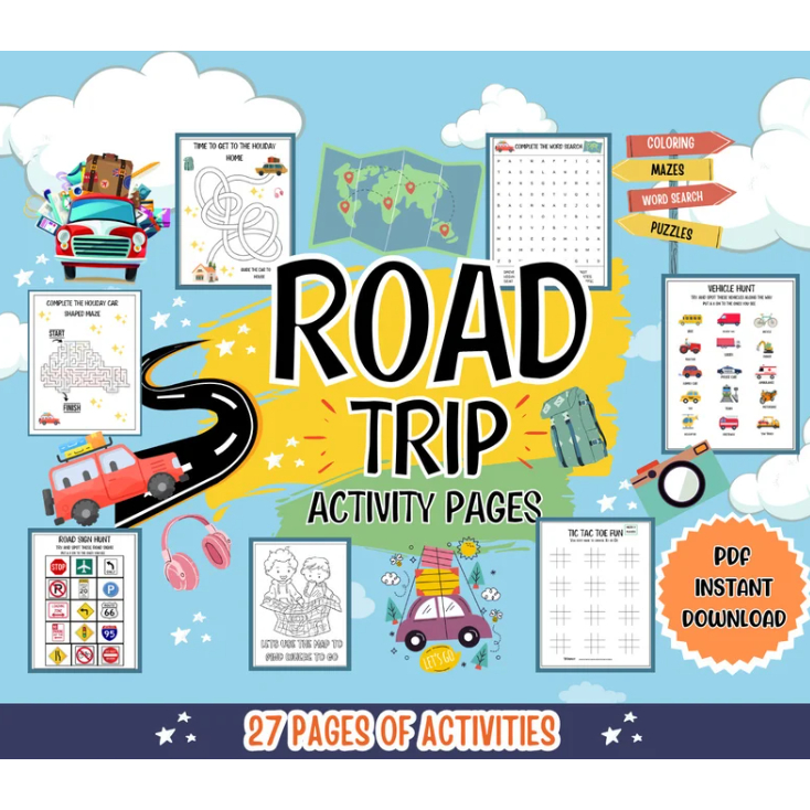 PDF] Roadtrip Activity Busy Book Quiet Book Preschool Kids Printable ...