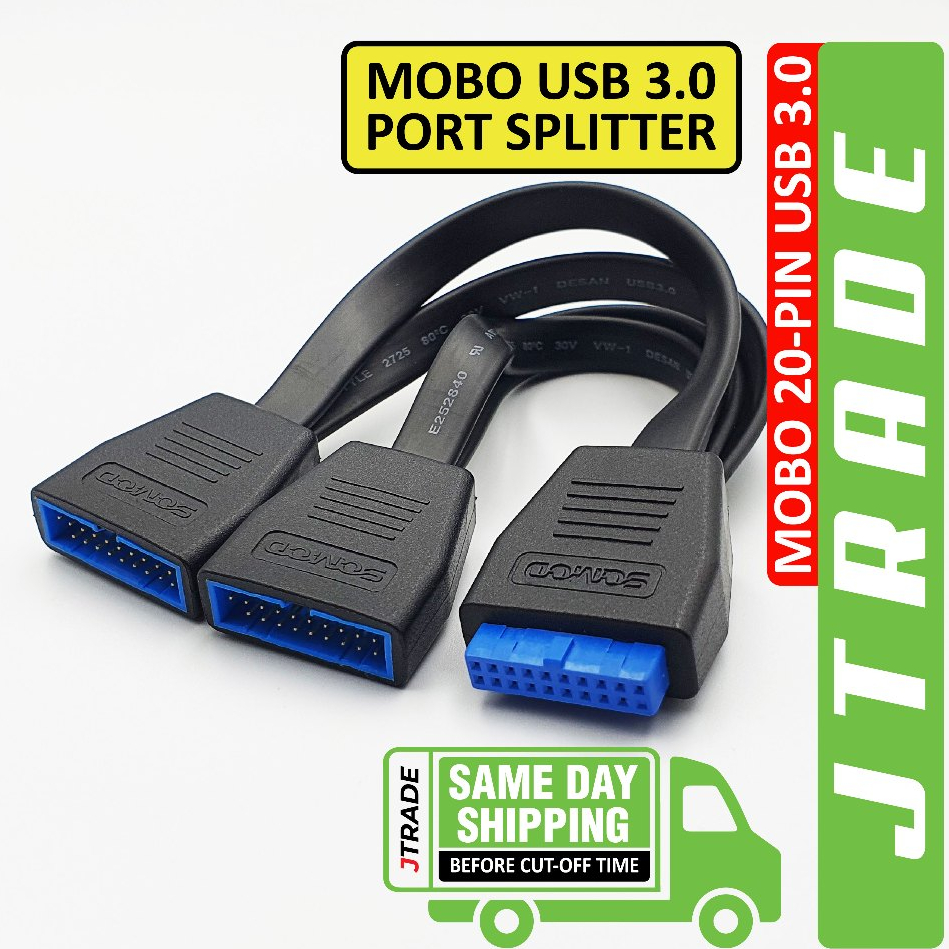 Motherboard 19 Pin USB 3.0 Port Extension Splitter Cable 19cm black ...