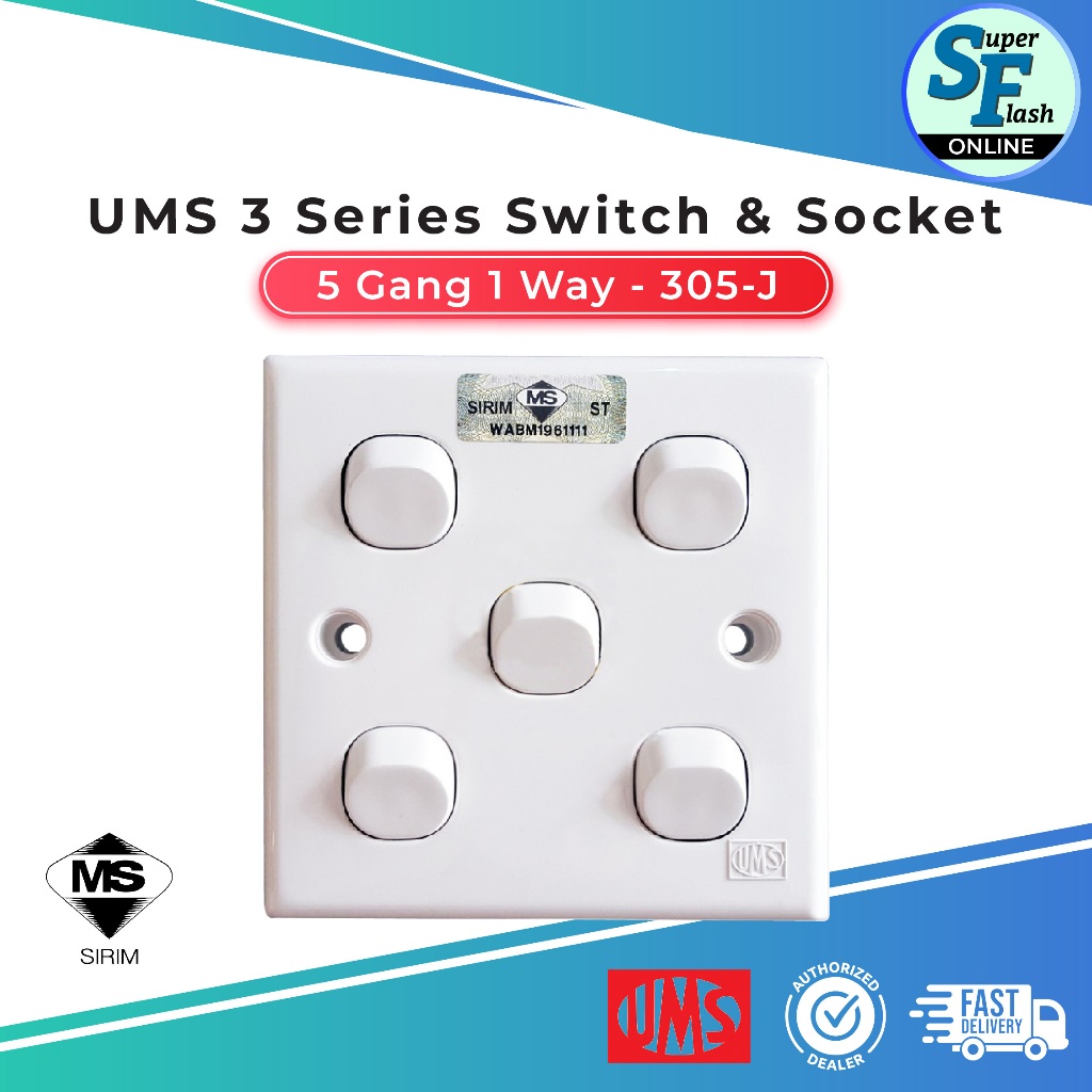 UMS 3 Series Switches & Sockets (White) || Suis | Shopee Malaysia