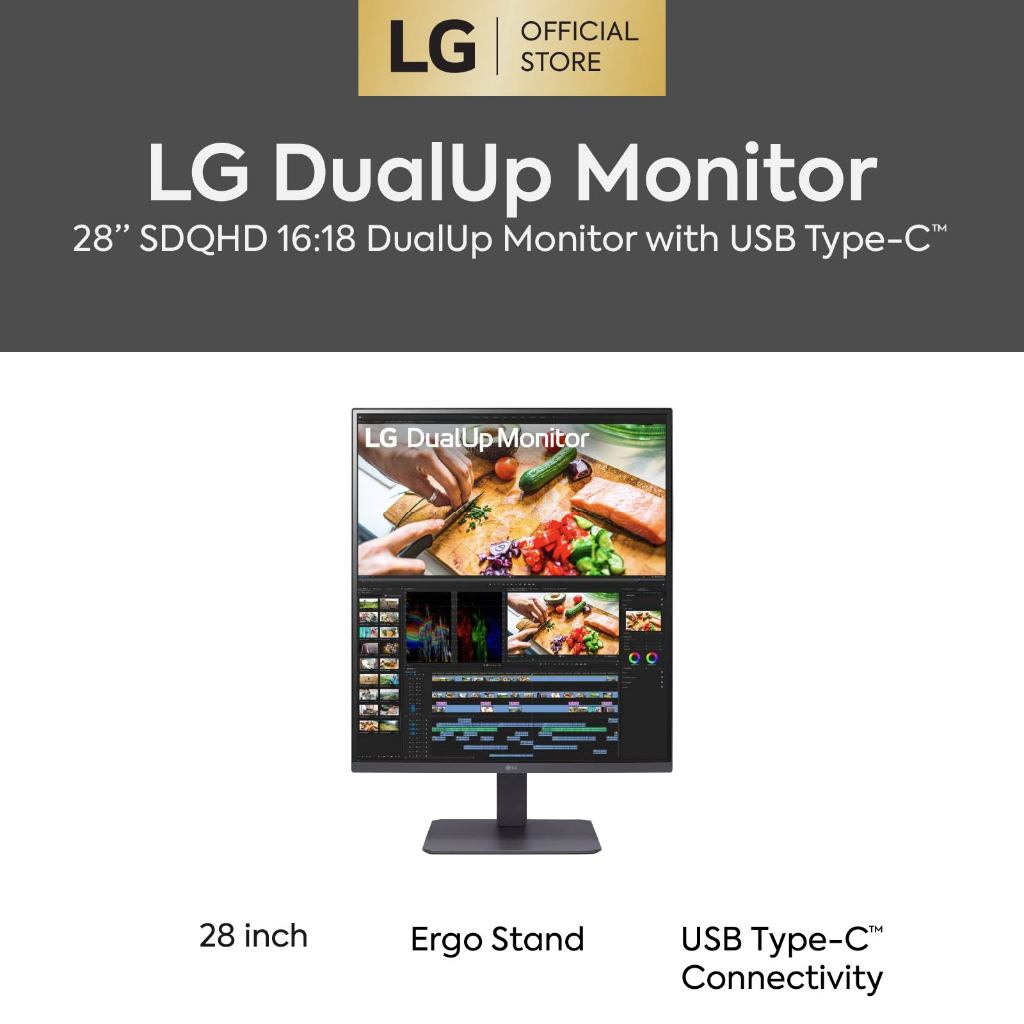 LG 28" 28MQ750 Nano IPS SDQHD 16:18 HDR10 60Hz 5ms KVM USB Type-C ...