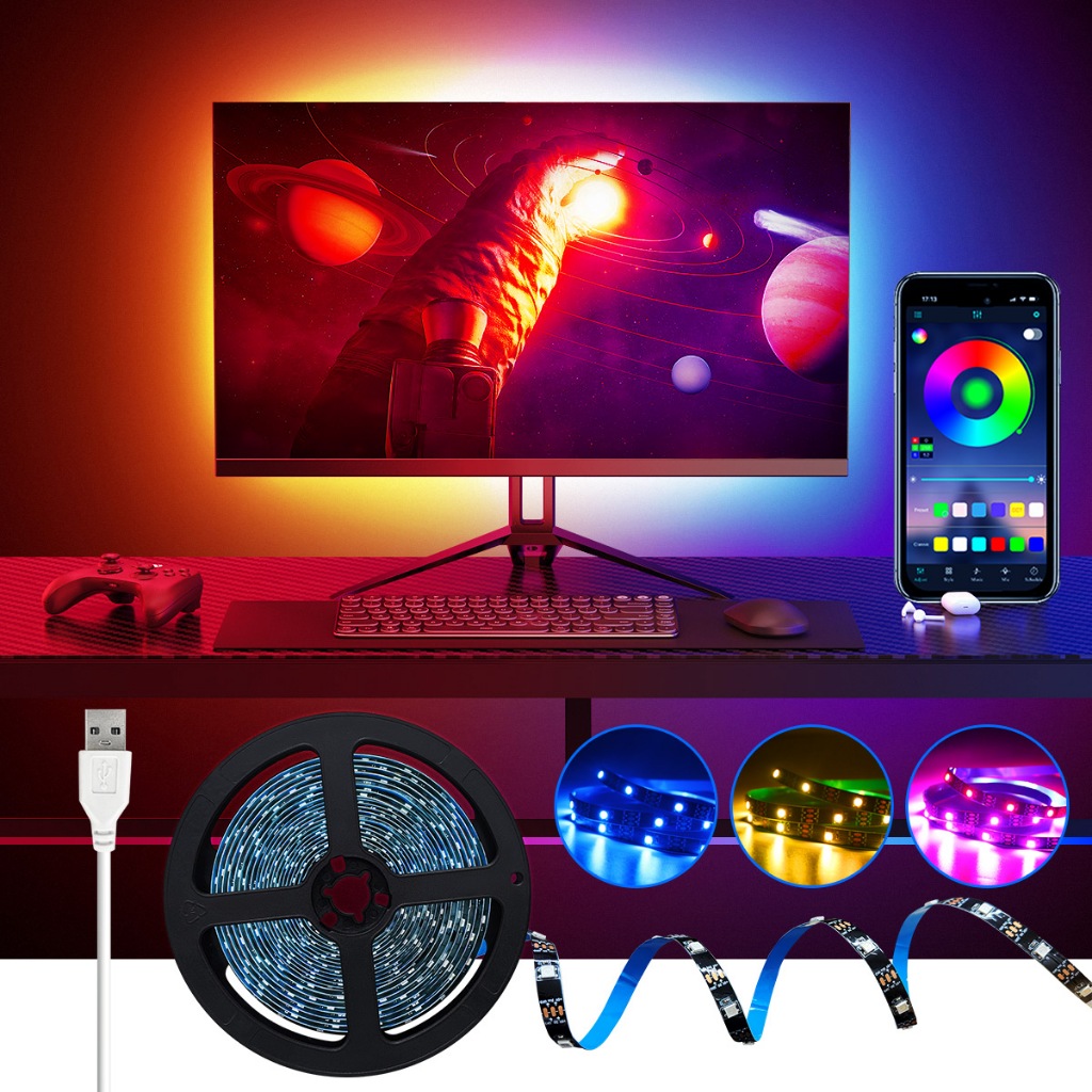 Led light strip light Rgb Bluetooth APP control for PC screen ...