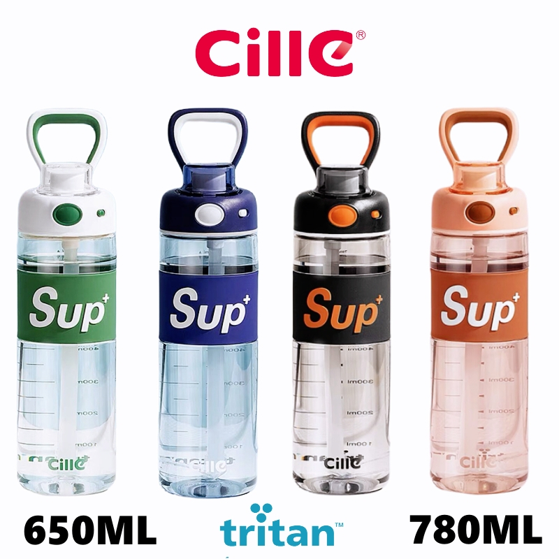 Cille Tritan Sport Water Bottle BPA-Free Plastic Water Bottle c/w Straw Botol Air Plastik XL ...
