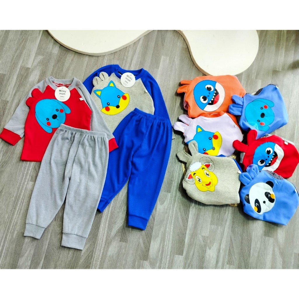 7-17kg Combo 3 Sets Cute Sleepwear Long Sleeve and Long Pant Set 2pcs ...