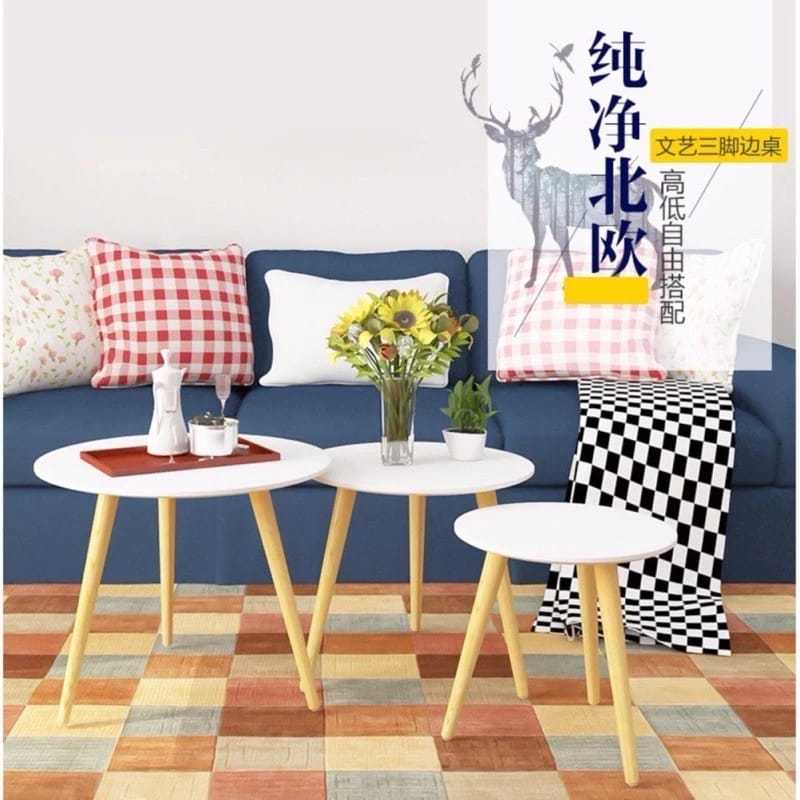 JFH 3 Legs Wood Round Table / Coffee Table / Side Table / Corner Table ...
