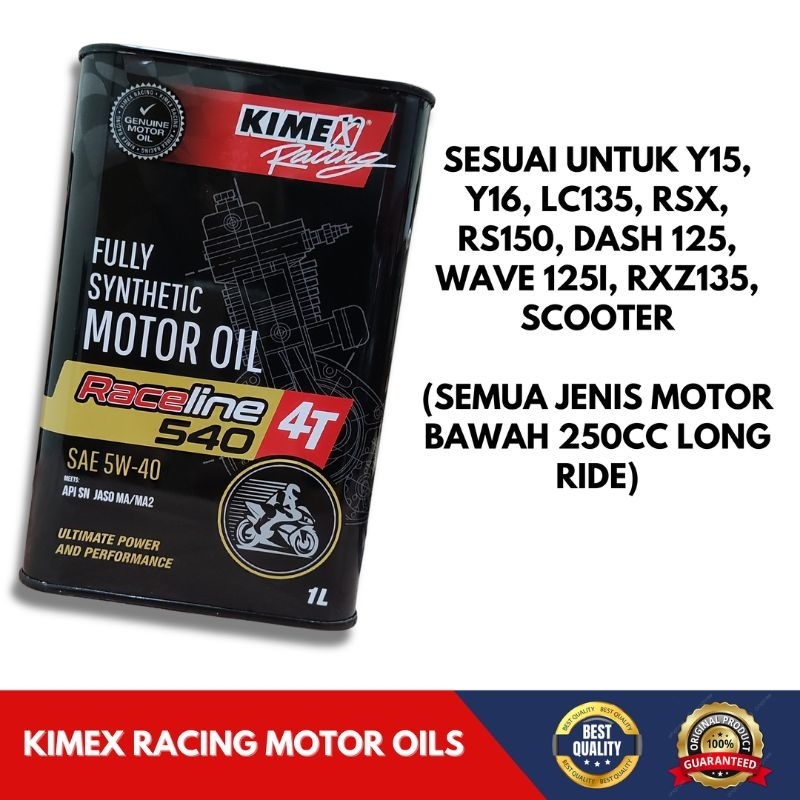 KIMEX RACELINE 540 / 4T - FULLY SYNTHETIC (1ltr) / MINYAK MOTOR ...
