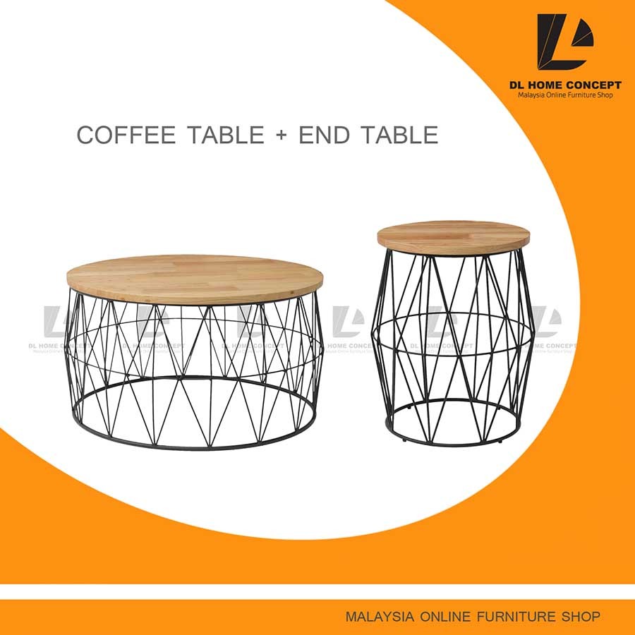 DL Home Concept Coffee Table Solid Top with Metal Leg | Shopee Malaysia