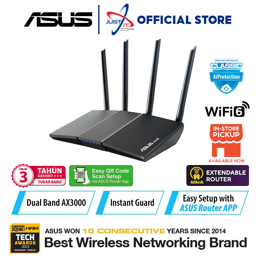 ASUS RT-AX57 Wi-Fi 6 AX3000 Wireless Router With High Power Signal ...
