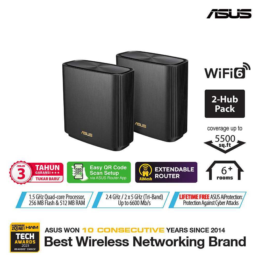 ASUS ZenWiFi XT8 Mesh WiFi 6 AX6600 Tri-Band AiMesh Whole Home WiFi ...