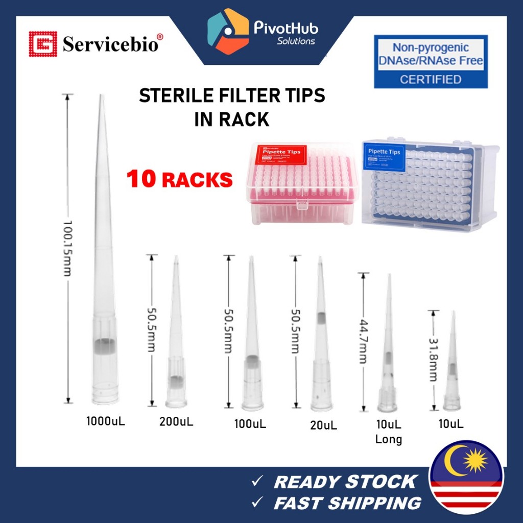 SVB Universal Fit Filter Tips & Non-Filter Pipette Tips in Rack Sterile ...