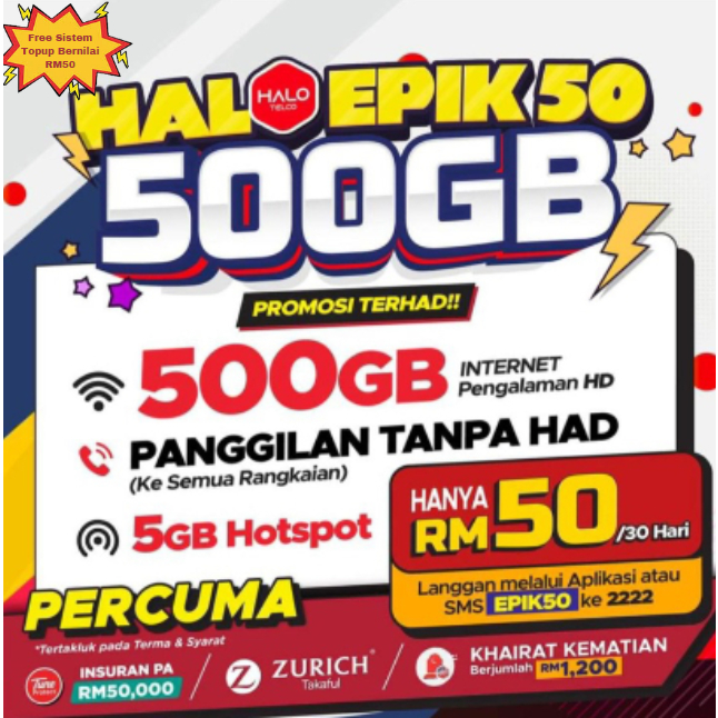 🔥[𝗦𝗜𝗠 𝗖𝗔𝗥𝗗 𝗛𝗔𝗟𝗢𝗧𝗘𝗟𝗖𝗢 𝗧𝗨𝗡𝗘𝗧𝗔𝗟𝗞] HALO EPIK - SimKad Unlimited Data & Call ...