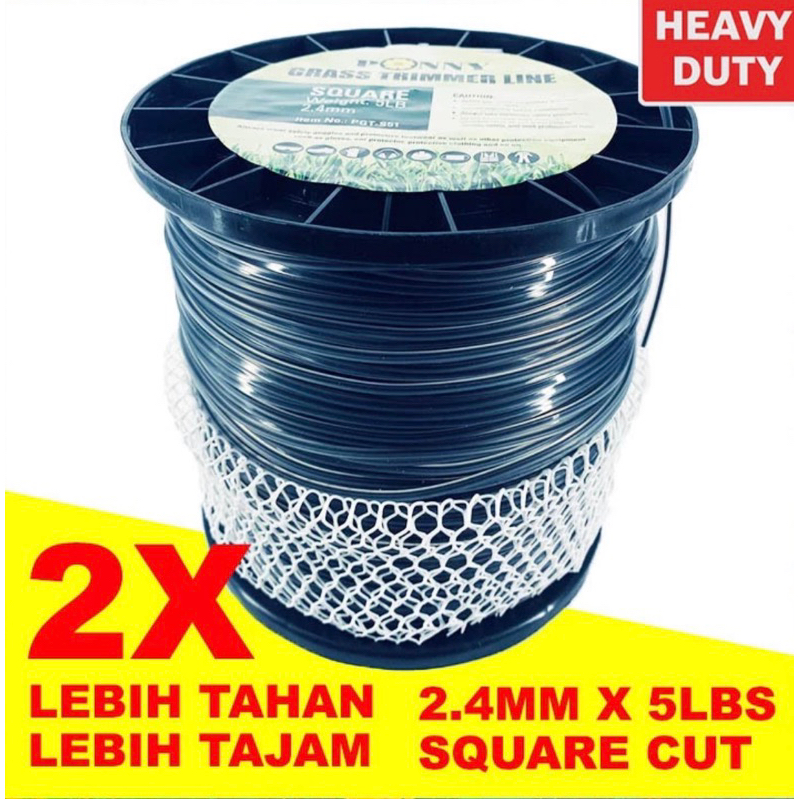 5LB 2.4mm GREY Nylon Trimmer Line / Tali Mesin Rumbut / Grass Cutting Line /Brush Cutter Cutting ...