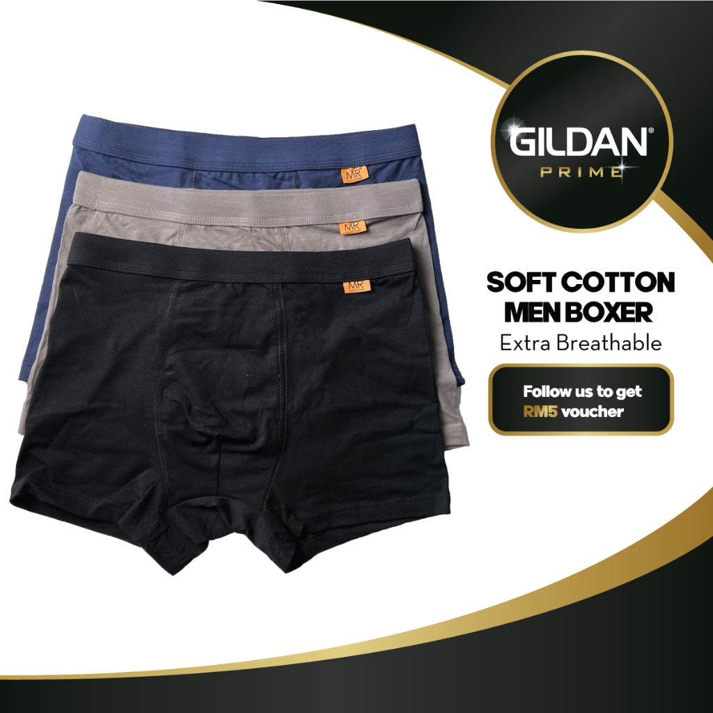 GILDAN PRIME MBX3290 Extra Breathable Soft Cotton Men's Boxer Classic ...