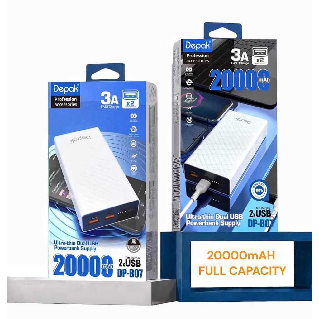 🔥 DEPAK DP-B07🔥 ULTRALTHIN DUAL USB POWER BANK 20K MAH 📍 20000MAH 📍 ...