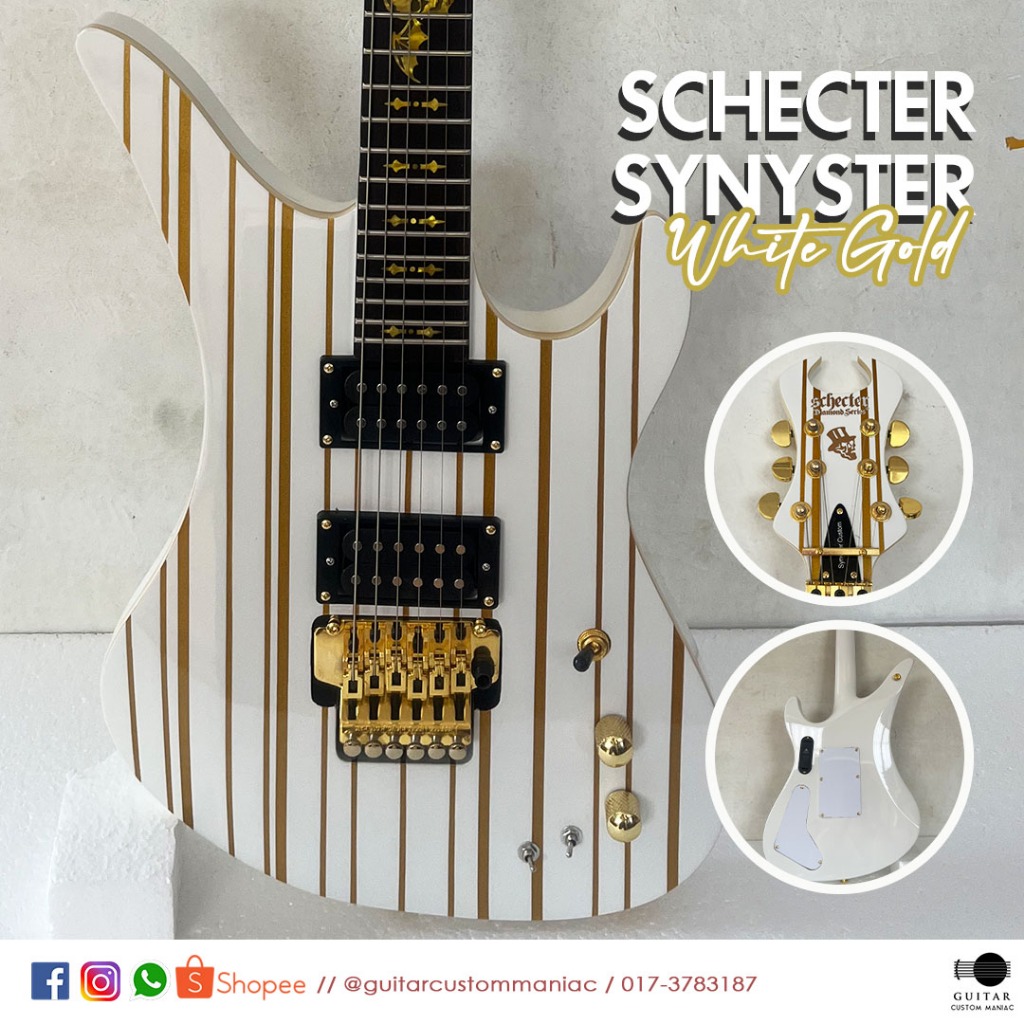 Pre Order Electric Guitar Custom Made - Schecter Synyster White/Black ...