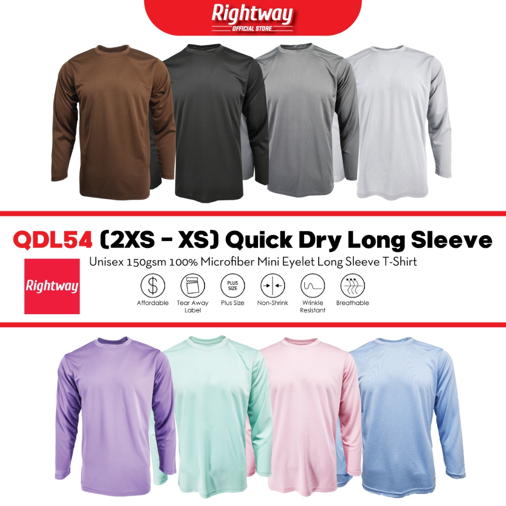RIGHTWAY (2XS-XS) Small Size Microfiber Quick-Dry Long Sleeve T-Shirt ...